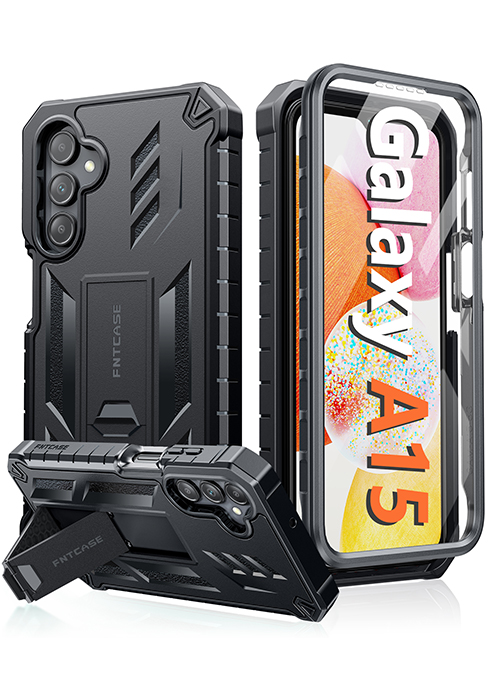 FNTCASE for Samsung A15 Phone Case: Heavy Duty Shockproof Protective Case with Kickstand ...