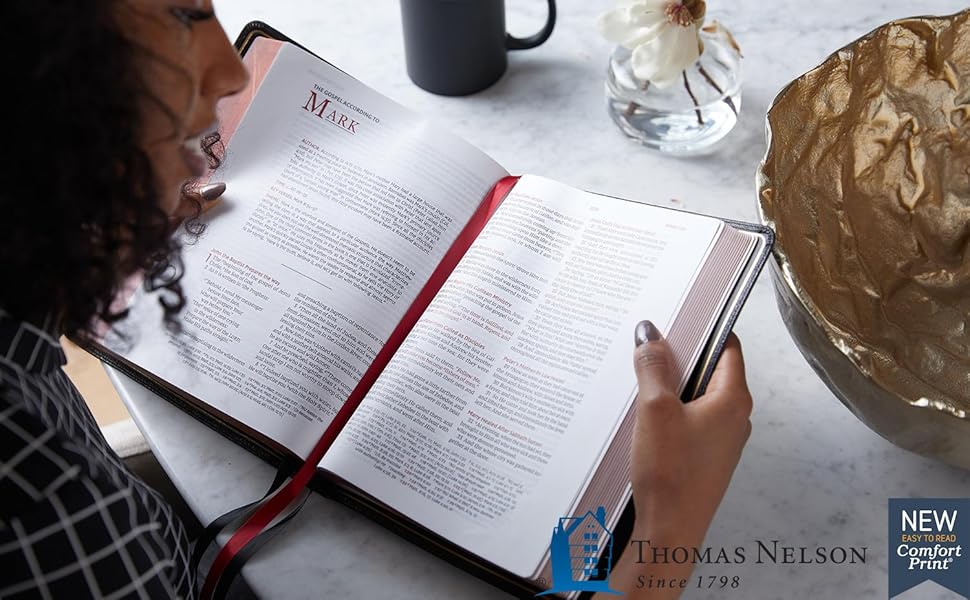 NKJV, Reference Bible, Wide Margin Large Print, Leathersoft, Black, Red Letter, Comfort Print ...