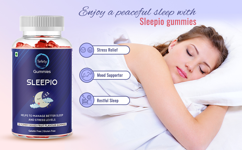 Tefety Sleepio Melatonin Gummies 4mg |Supplement for Insomnia Relief, Mood Support,Stress Relief ...