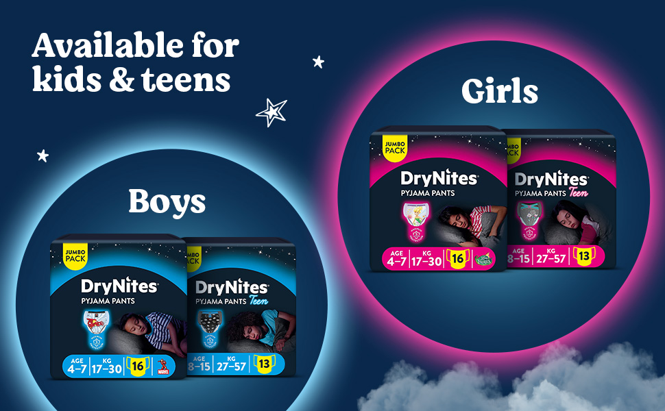 Huggies DryNites Pyjama Pants, 8-15 years, Bed Wetting Diaper, Boys, 27 ...