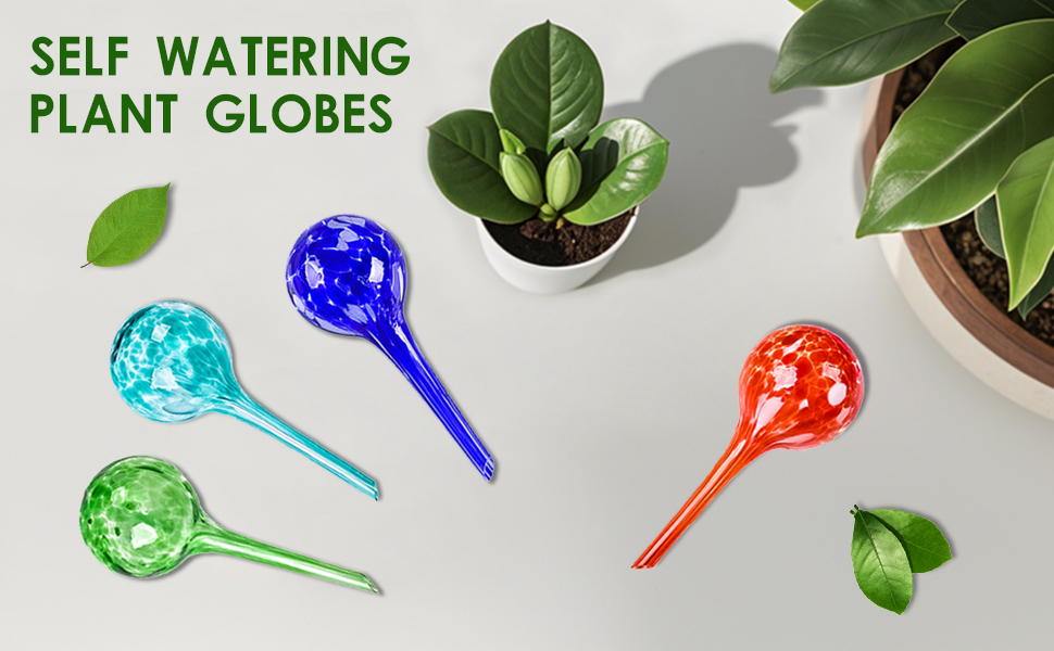 Plant Watering Globes, 4pc Self Water Globes for Indoor & Outdoor Plants, Self Watering Planter ...