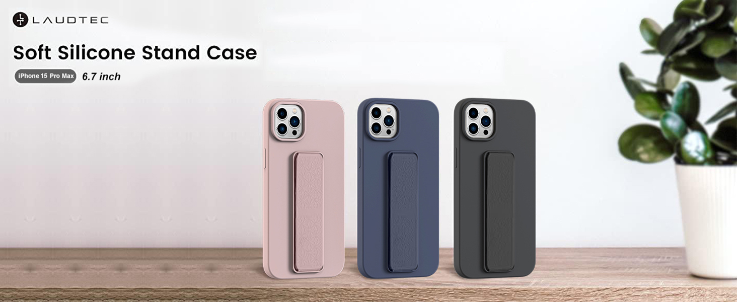 Amazon.com: LAUDTEC Silicone Kickstand Case Compatible with iPhone 15 pro max case Vertical and ...