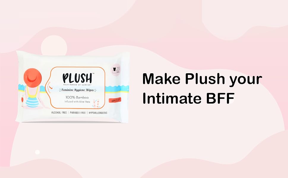 Plush Bamboo-made Intimate Vaginal Wipes 100% Biodegradable with Aloe Vera for Women Daily Use ...
