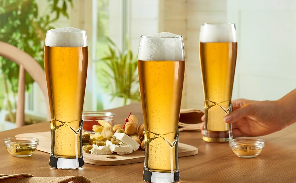 Pasabahce Beer Glass Craft - Premium Set of 4, 440 cc, Beer Glasses for Craft Brews, Home Bar ...