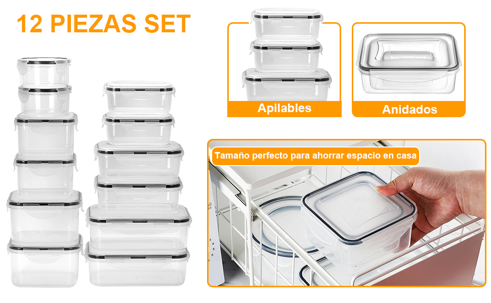 Juego De Contenedor De Almacenamiento Sellado Profesional 12 Piezas ...