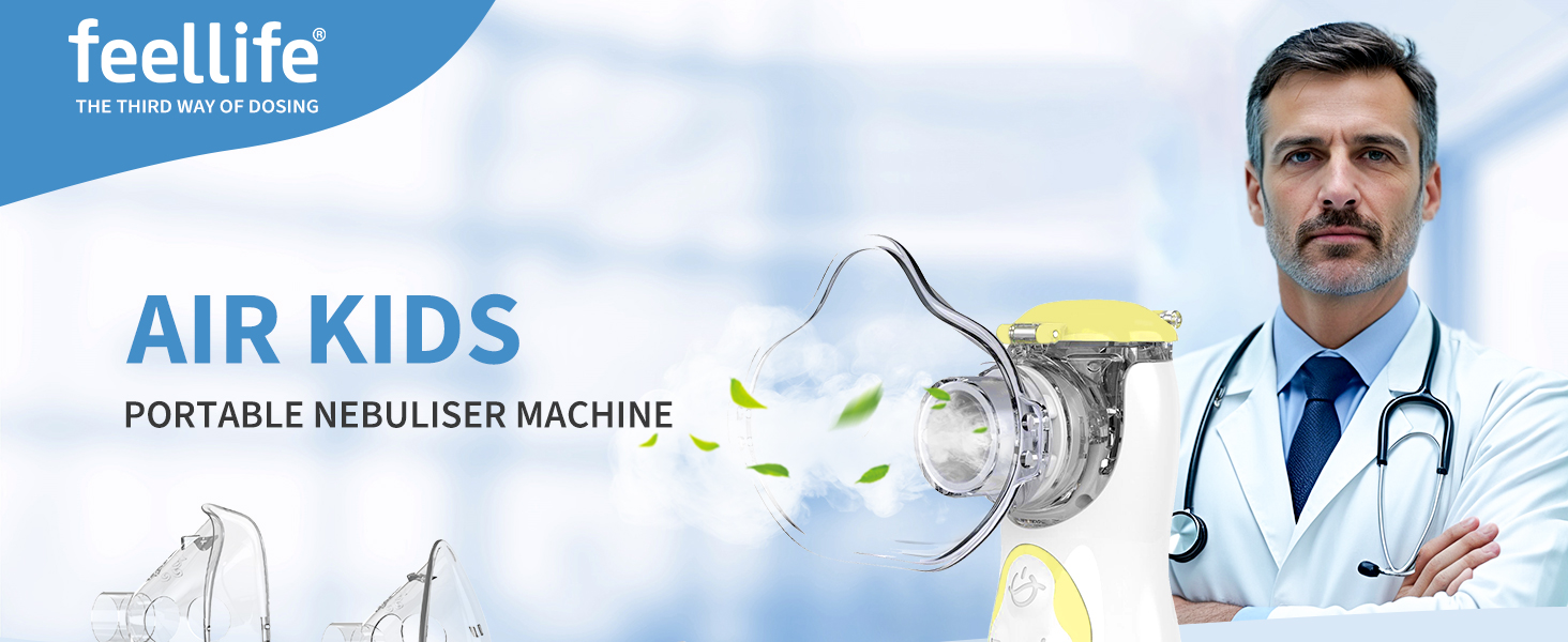 FEELLIFE Nebuliser Machine for Adults & Kids, Air Kids Mesh Portable Nebuliser Inhaler for Home ...