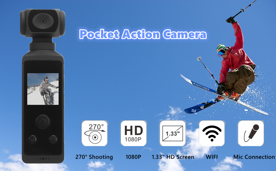 PUSOKEI 4K HD Camera, 270° Rotatable Large Wide Angle, 30m/98ft Underwater Camera with Wifi ...