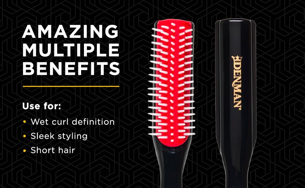 Denman Curly Hairbrush D14 (Black) 5 Row Styling Brush for Detangling, Separating, Shaping and ...