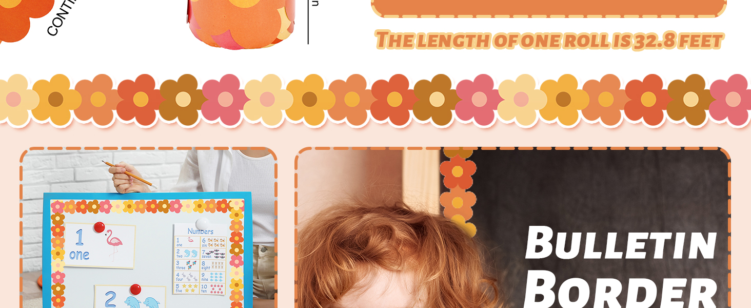 Amazon.com: Whaline 32.8ft Groovy Retro Hippie Flower Bulletin Board ...