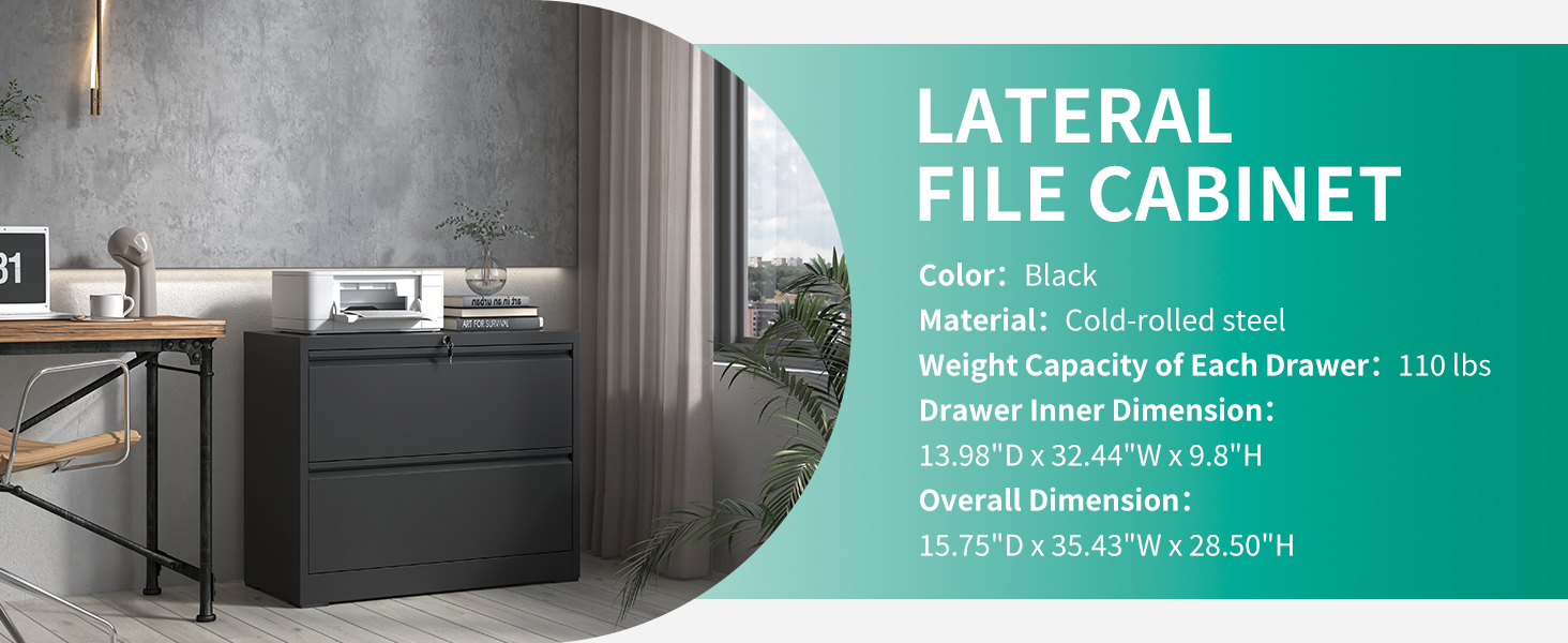 Amazon.com: IKIMI 2 Drawer Lateral File Cabinets Office Filing Cabinet Steel Storage Cabinet ...