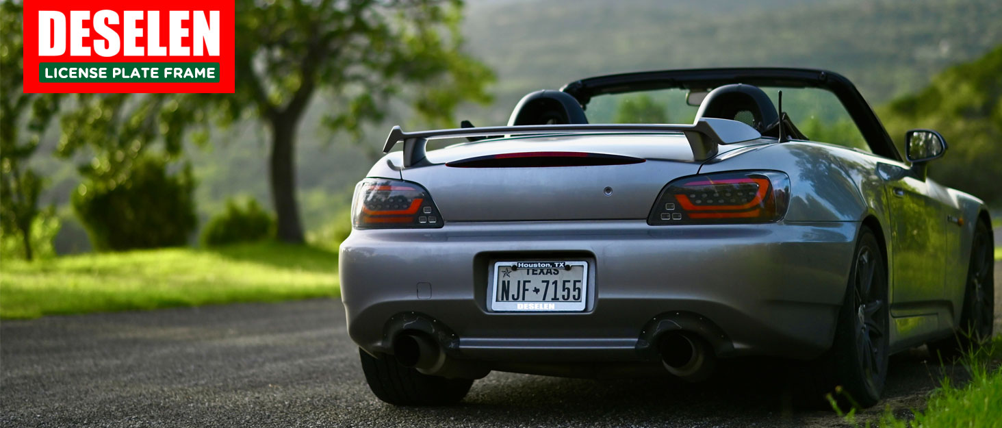 Amazon.com: Deselen License Plate Frame, Metal Thin Stainless Steel with 2 Holes Screw Cap, 2 ...