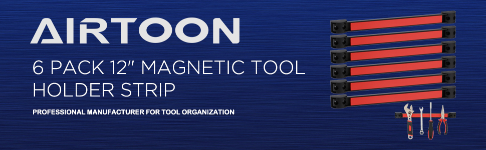 AIRTOON 6 Pack 12" Magnetic Tool Holder Strip, Metal Magnet Tool Organizer Bars, Space Saving ...