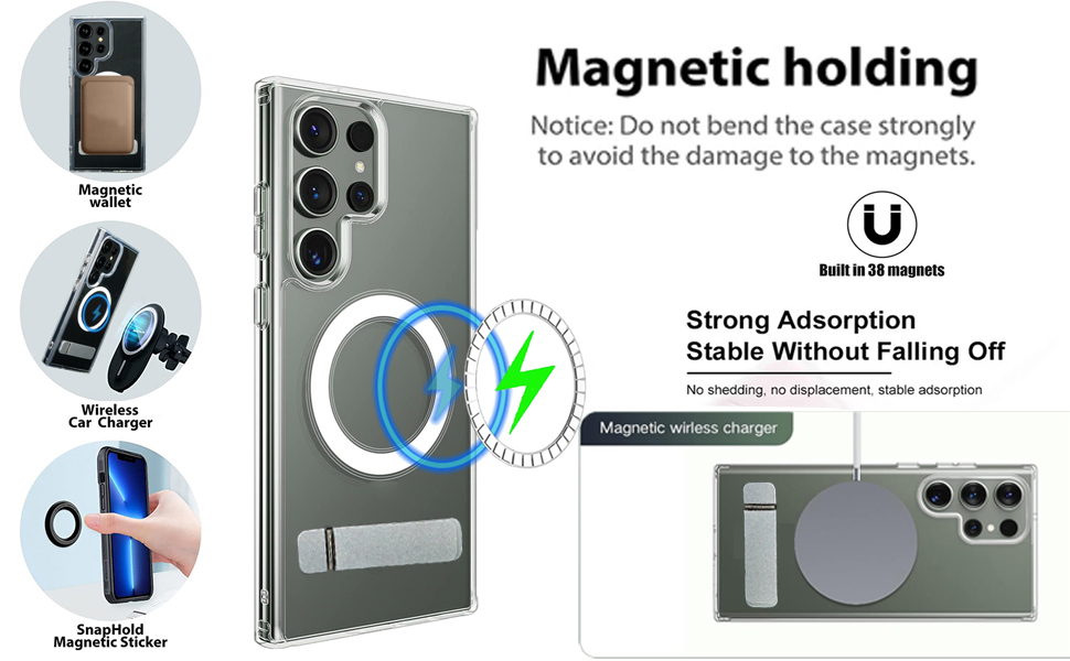 condgood - Carcasa magnética fuerte para Samsung Galaxy S24 Ultra transparente, compatible con ...