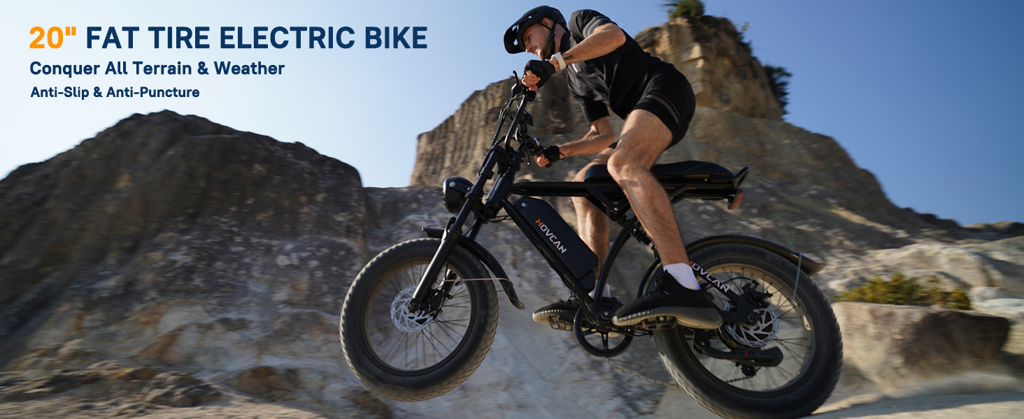 Movcan V60 Electric Bike for Adults, 1000W Motor 30MPH Top Speed 20” Fat Tire Electric Bike, 48V ...