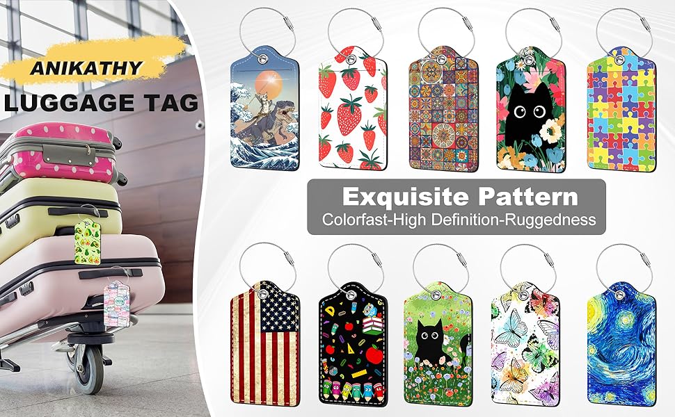 Amazon.com | 2 Pcs Luggage Tags for Suitcase, Cute Unique PU Leather Travel Bag Tag with Privacy ...