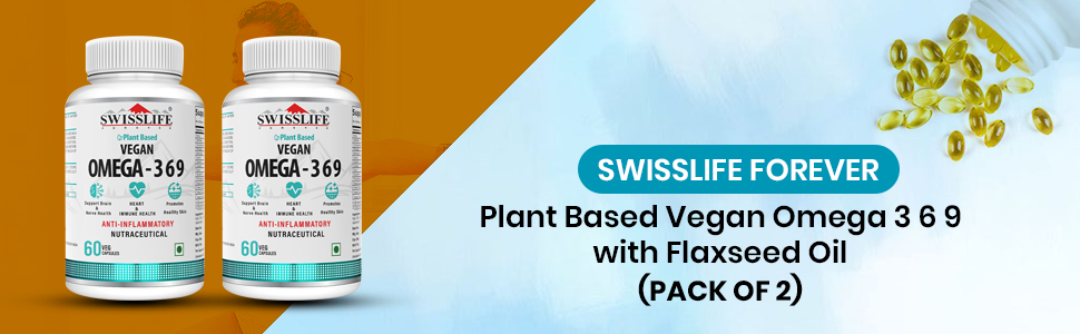 SWISSLIFE FOREVER Plant Based Vegan Omega 3 6 9 with Algal DHA (60 Capsules-Pack of 2) | Support ...