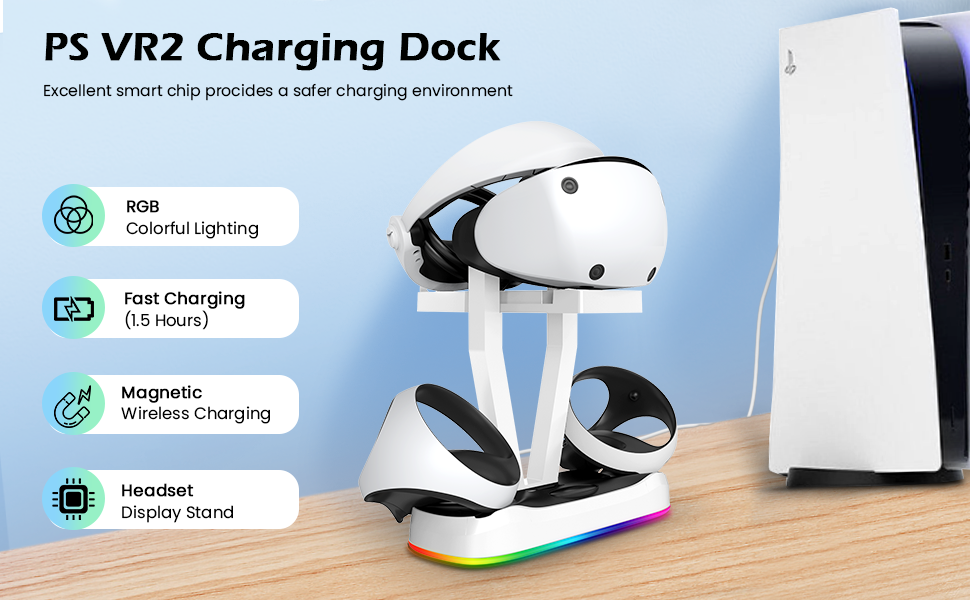 Amazon.com: PS VR2 Charging Station - Vertical Charging Stand Dock with RGB Light, PSVR2 Holder ...