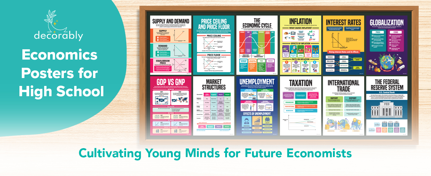 Amazon.com : Decorably 12 Economics Posters for High School Classroom ...