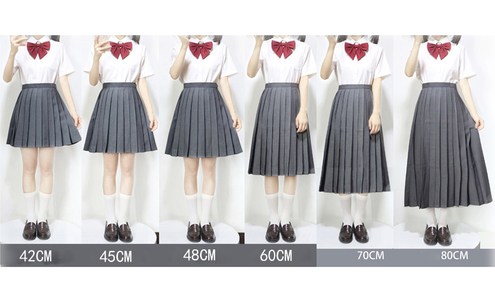 Amazon.co.jp: [SHALYPOLY] プリーツスカート スクールスカート 制服 スカート 無地 ロングスカート ミニスカート セーラー服 学生制服 女子制服 通学 膝上丈 大きい ...