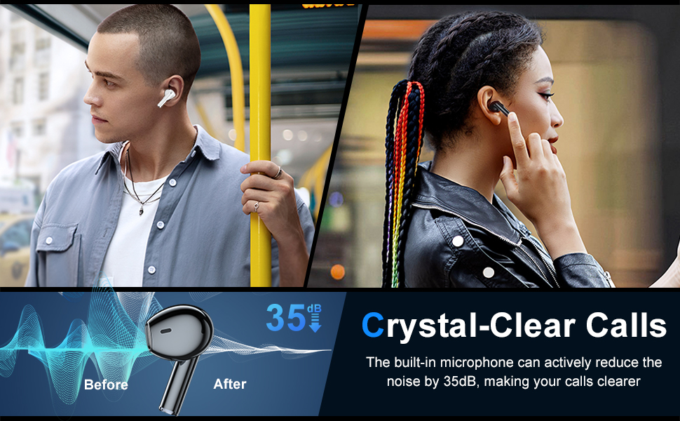 THREE PEACHES Wireless Earbuds Ear Buds Bluetooth 5.3 Stereo Bass ...