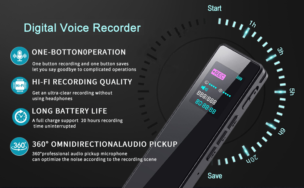 64GB Smart Digital Voice Recorder with Playback - Audio Voice Recorder ...