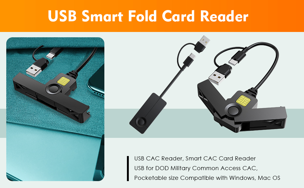 Amazon.com: CAC Reader 2 in 1 Type C Dual Connector, Mini Fold Plug and ...