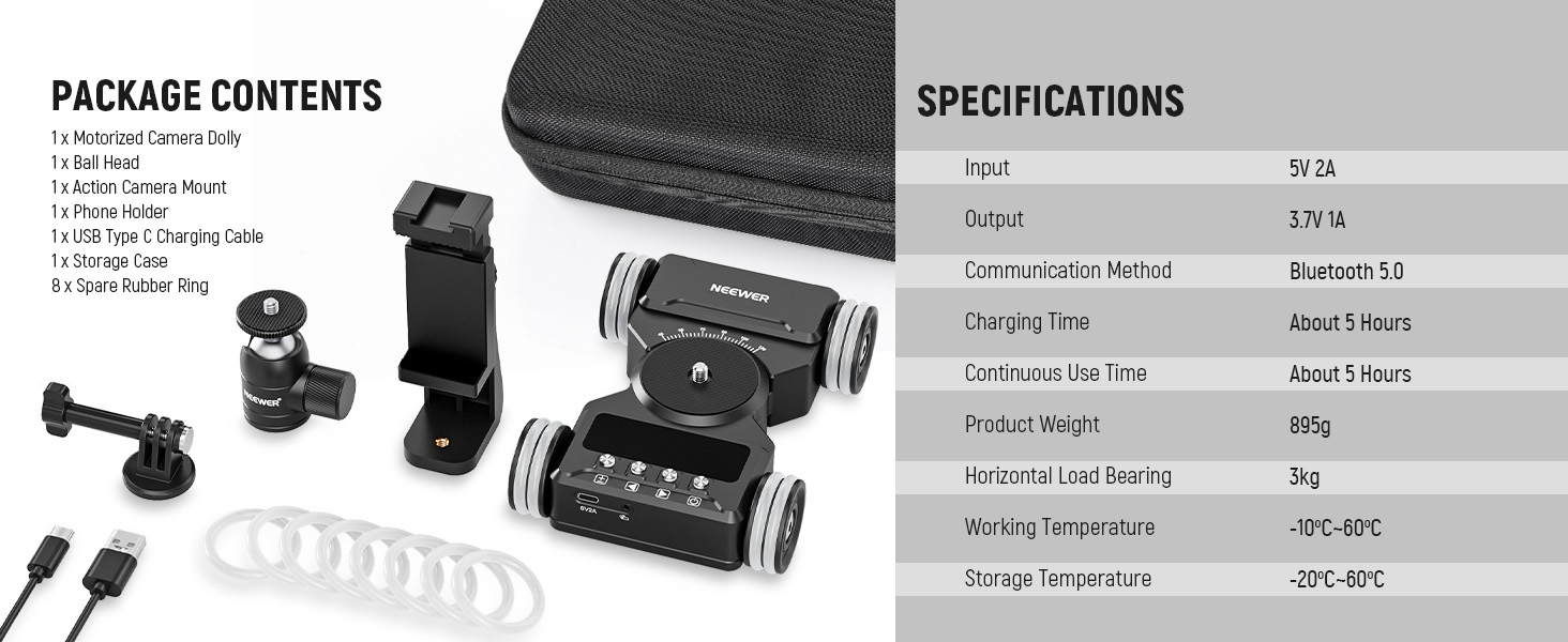 Amazon.com : Neewer Upgraded Motorized Camera Dolly Kit with App Control, 5Hrs Runtime Battery ...
