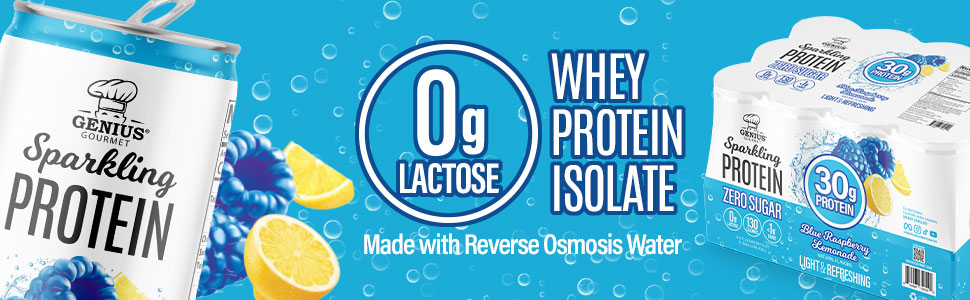 Amazon.com: Genius Gourmet Clear Protein Sparkling Water Blue Raspberry Lemonade - 30g Clear ...