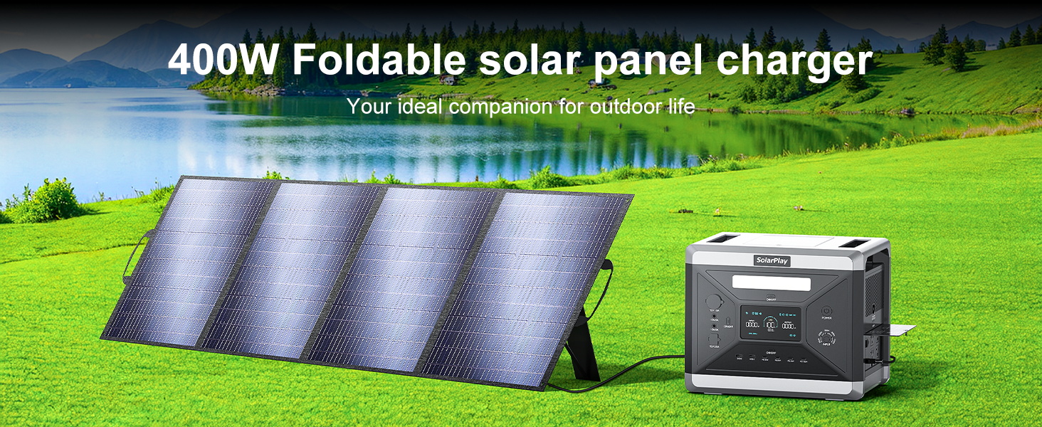 Amazon.com : 400 Watt Portable Solar Panel 18V, Foldable Solar Panel Design (27.5lbs), 23.4% ...