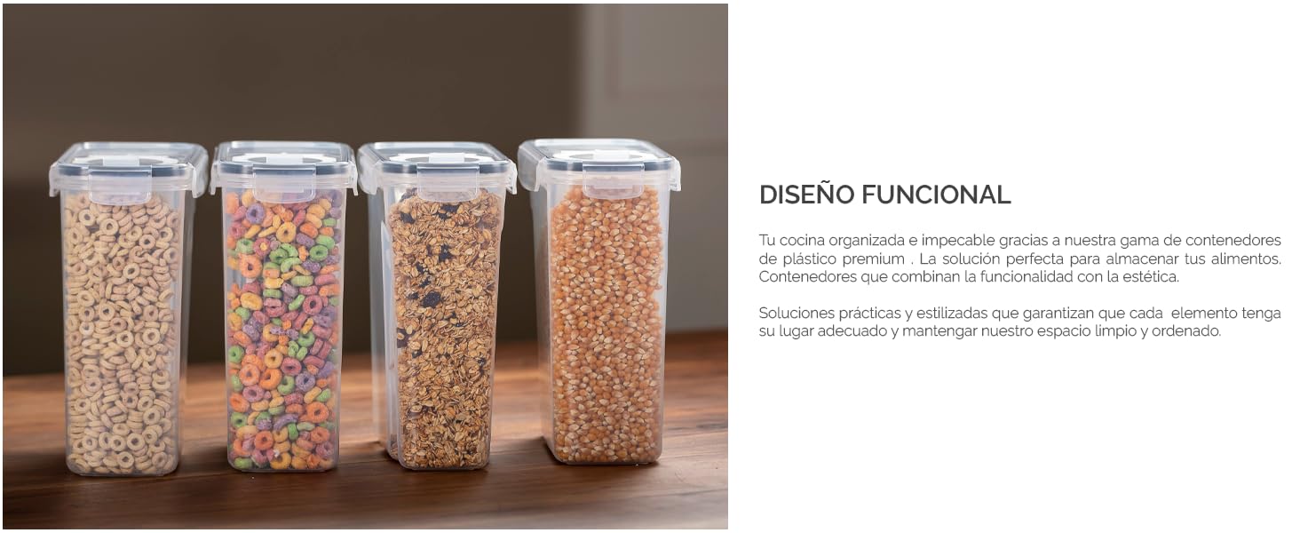 Zanetti - Juego de 4 Recipientes Herméticos de Plástico Extra Grandes ...