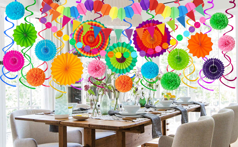 Amazon.com: 33Pcs Fiesta Decorations Cinco De Mayo Decorations Multi ...