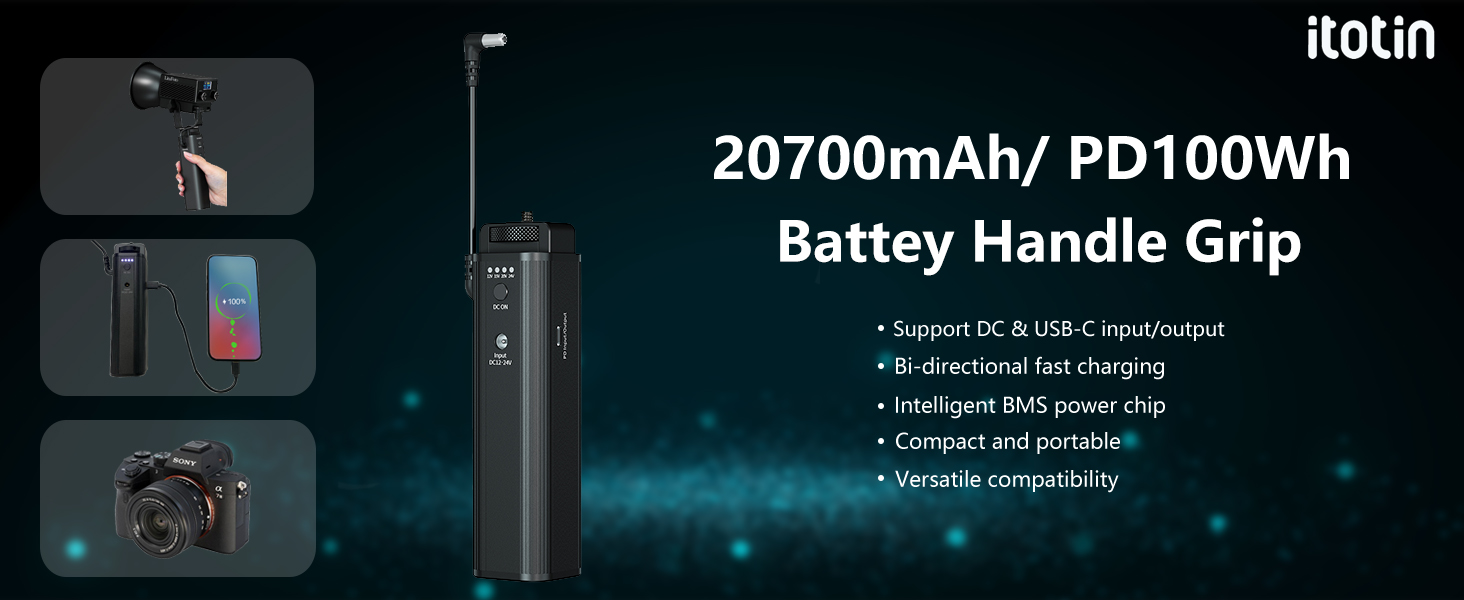 Amazon.com : Battery Handle Grip, Power Grip Support USB-C/PD for Zhiyun Godox LED Photography ...