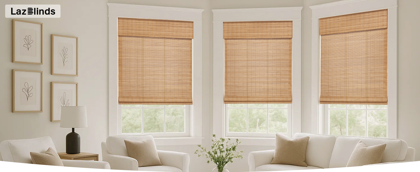 Amazon.com: LazBlinds No Tools No Drill Cordless Bamboo Roman Shades ...