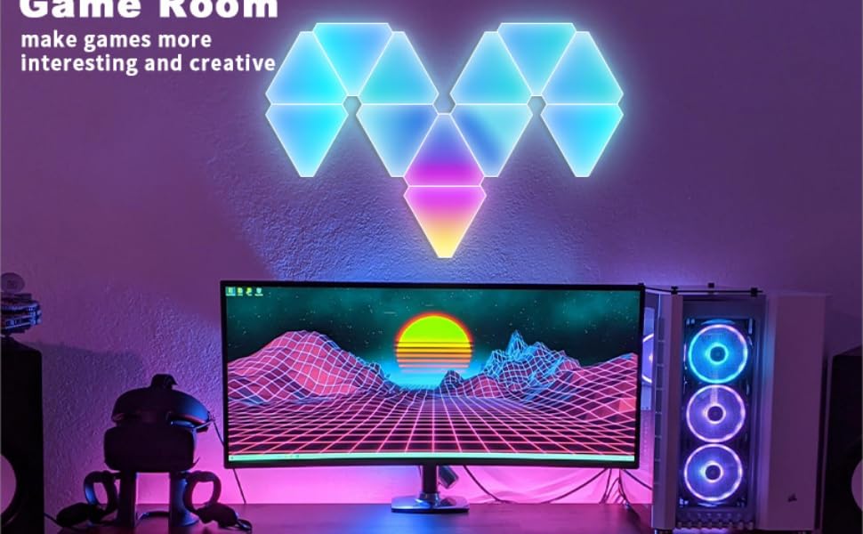 Bezavea Triangle LED Light Panels, 9 Pack RGB Gaming Lights with Remote ...