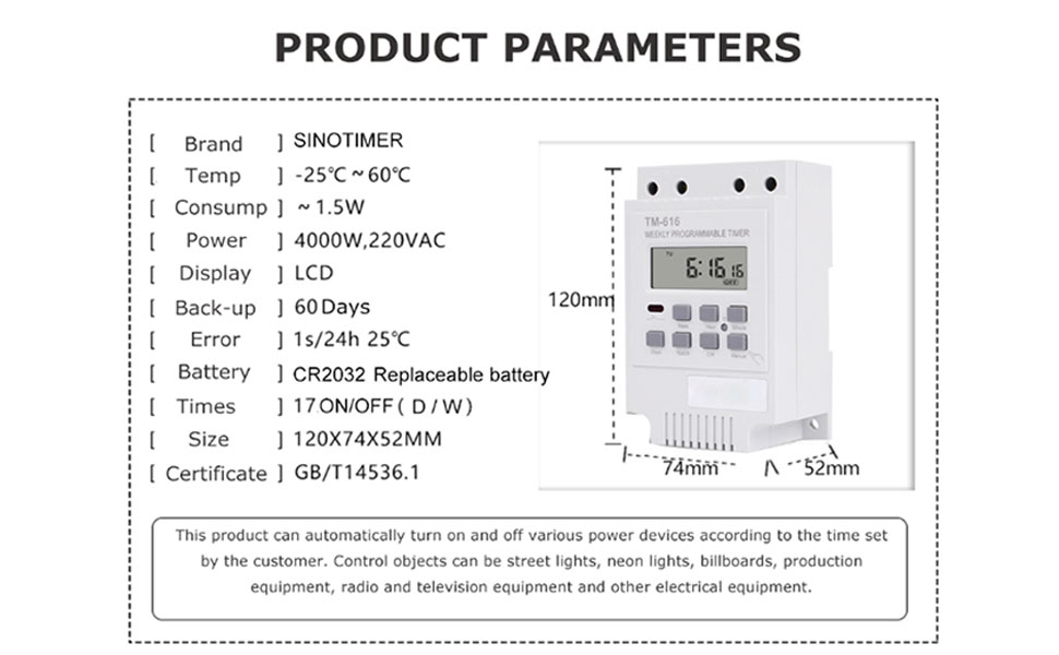 GoodTool 30AMP Weekly Programmable Digital Time Switch Relay Control Timer LCD Display ...