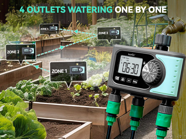 Mua Rainpoint Sprinkler Timer 4 Outlets Hose Timers 4 Zone Water Timer For Watering With Rain