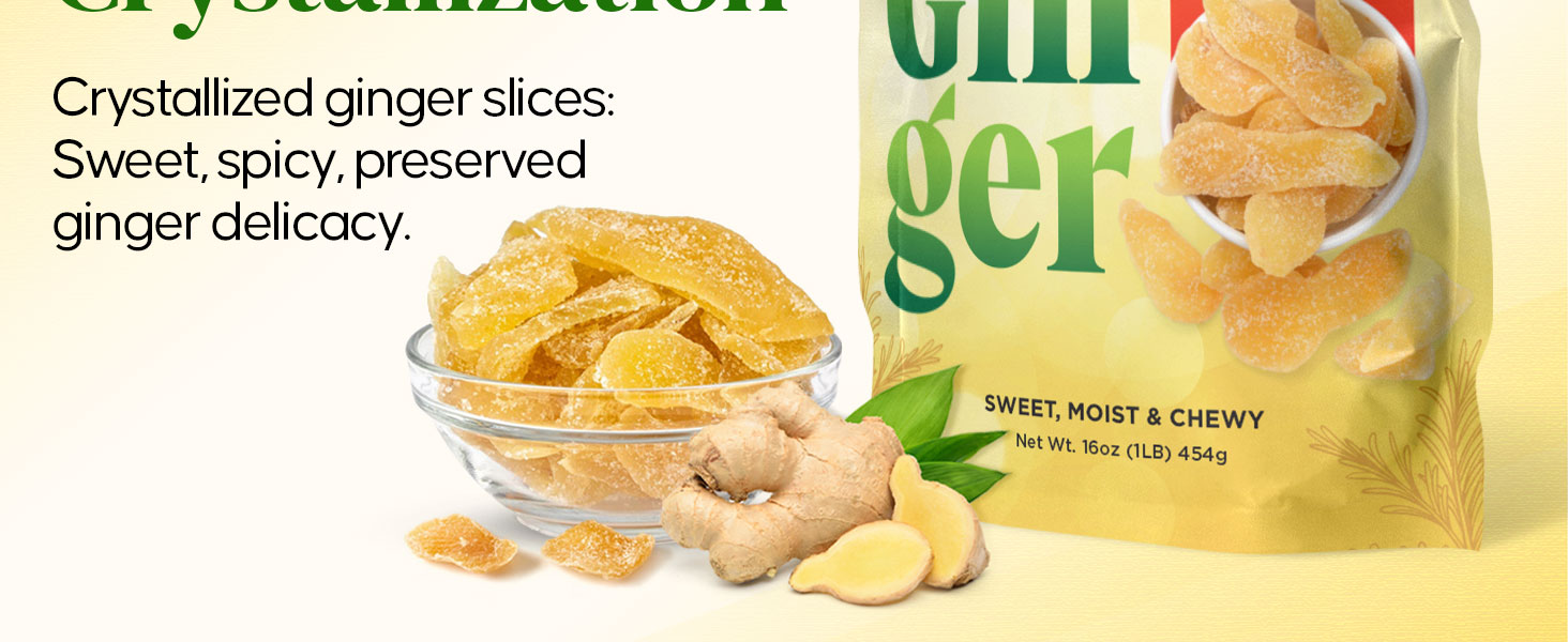 Amazon.com : NY SPICE SHOP Candied Ginger Slices – (16 Oz.) 1 Pound ...