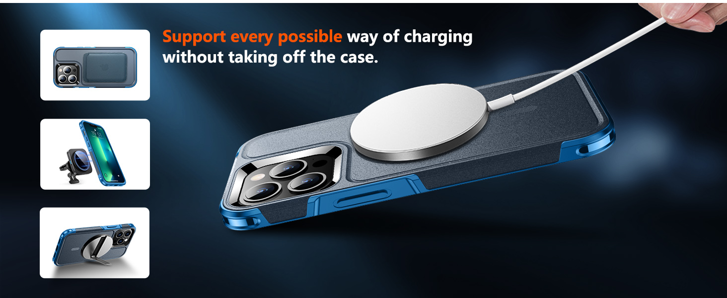 Amazon.com: SUPFINE 5 in 1 Magnetic iPhone 13 Pro Max Case, [Compatible with MagSafe][10 FT ...