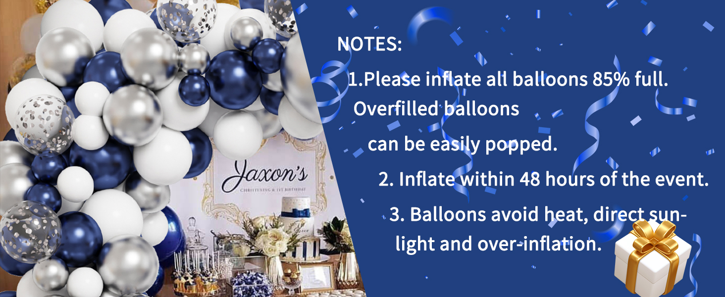 Amazon.com: RUBFAC 143pcs Navy Blue Silver Balloon Garland Kit, Blue Silver White Confetti ...