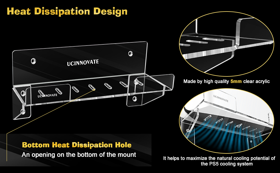 UCINNOVATE Acrylic Wall Mount for PS5, Wall Mount Kit with Dreamcolor ...