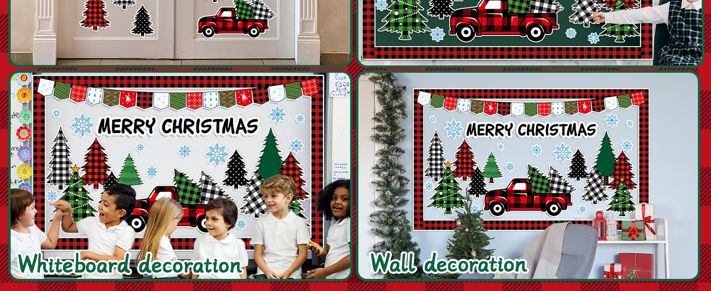 Amazon.com: Christmas Bulletin Board Decoration Set Merry Paper Cutouts ...