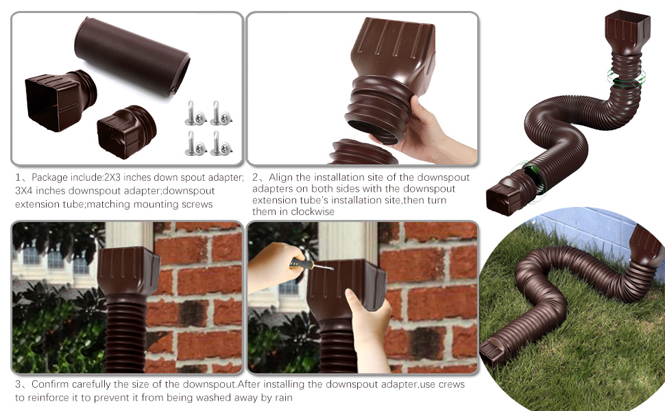 Flexible Gutter Downspout Extensions 2 Pack Down Spout Drain Extender ...