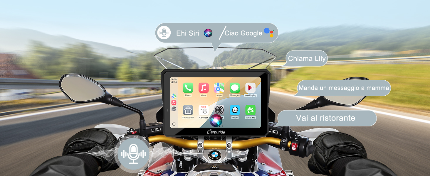 Carpuride W702BS Pro Moto Carplay Schermo con Wonder Wheel per BMW Moto, Senza Fili CarPlay e ...