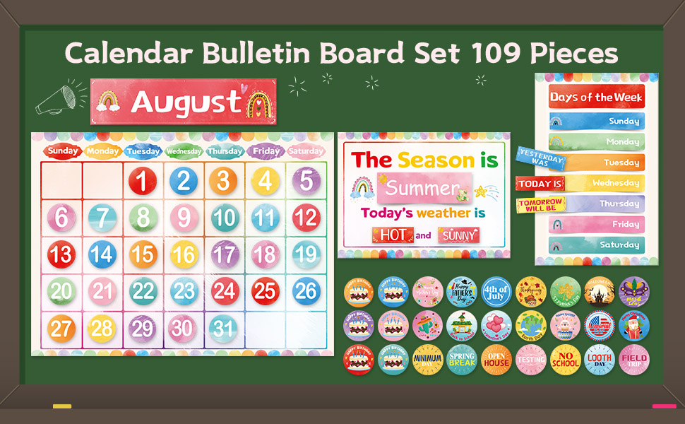 Amazon.com: Calendar Bulletin Board Set for Classroom Bulletin Board ...