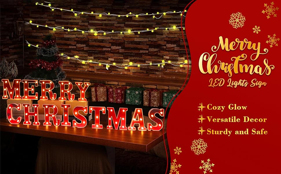 Amazon.com: MERRY CHRISTMAS Led Letters Lights Light Up Sign Christmas ...