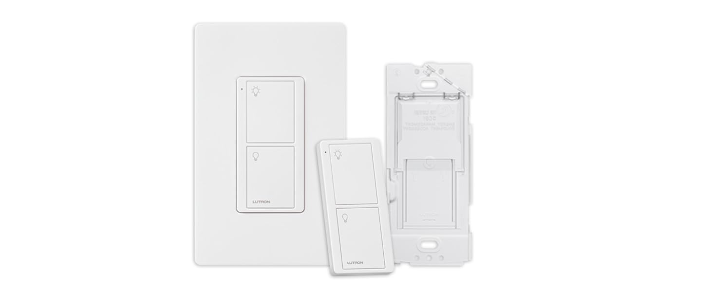 Lutron Caseta Smart Lighting Kit w/ Original Switch, Pico Remote, Wallplate, and More, for Light ...