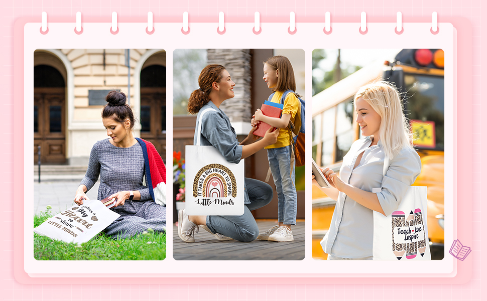 Amazon.com: Mixweer 4 Pcs Teacher Appreciation Gifts Bags Teacher Canvas Tote Bags for Women ...