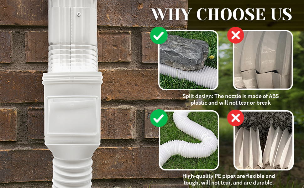 Rain Gutter Downspout Extensions,2 Pack Flexible Drain Downspout ...