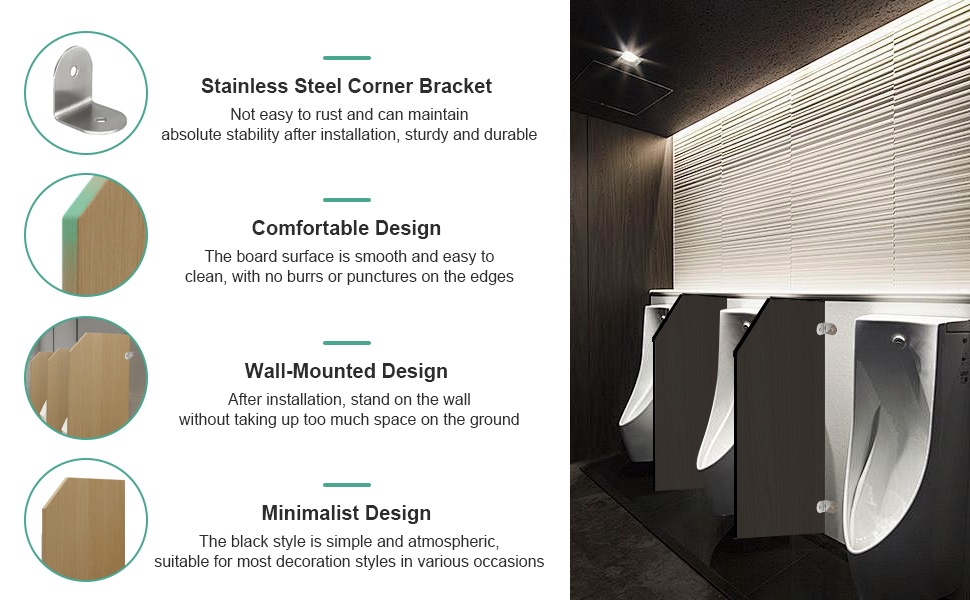 Public Urinal Partition,Wall-Mounted Men's Urinal Privacy Screen,Durable Toilet Protection ...