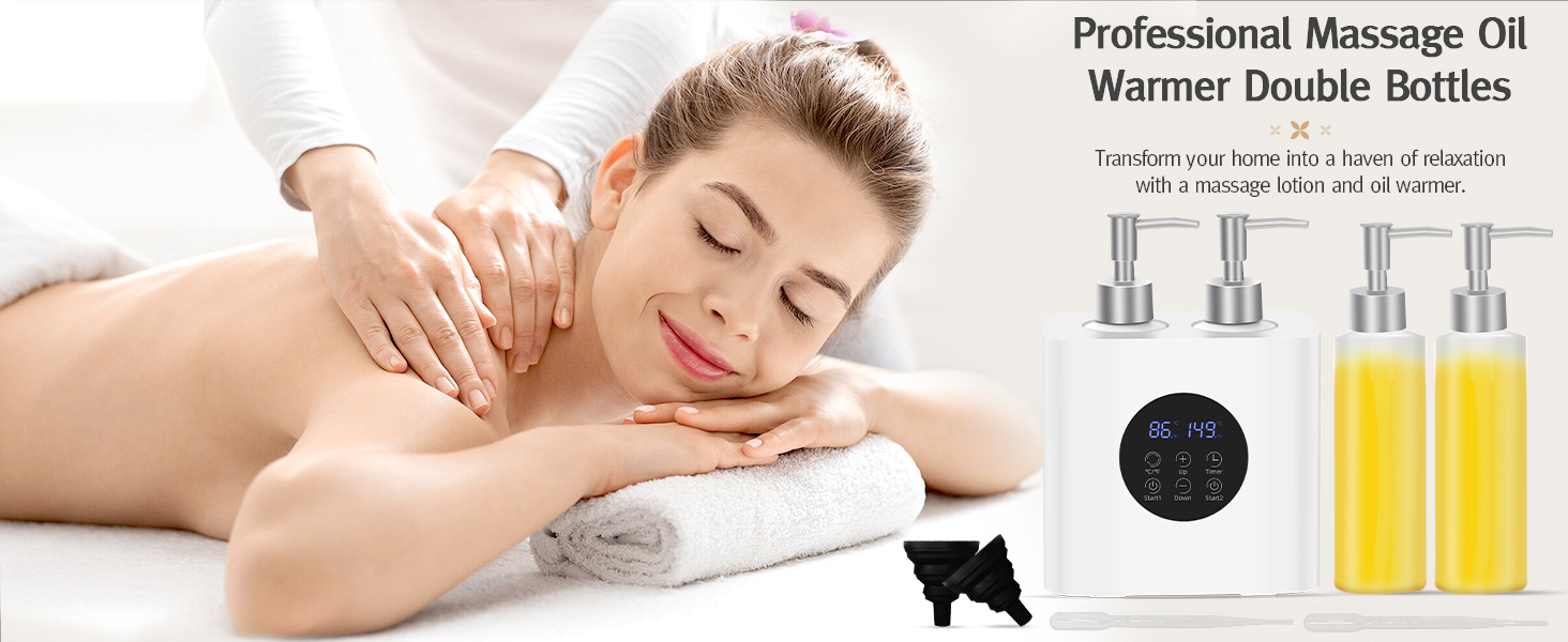 Amazon.com: Massage Oil Warmer for SPA, Body Oils Heater with 4 Bottles Dispenser, Professional ...